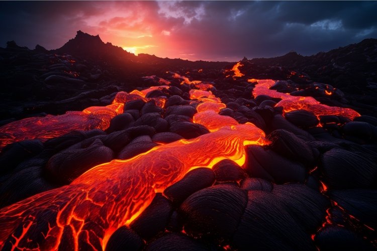 Destructive Hot lava flow. Generate Ai