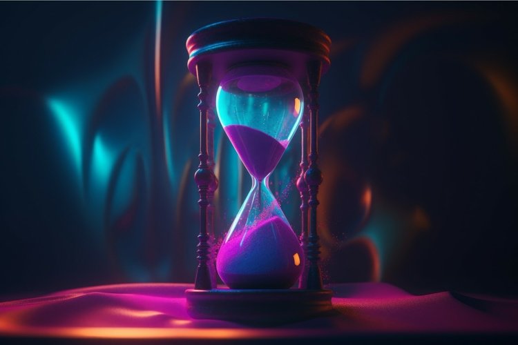 Hourglass glowing. Generate Ai