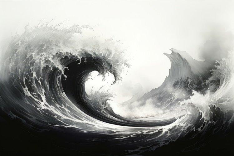 Mesmerizing Ink wave watercolor. Generate Ai