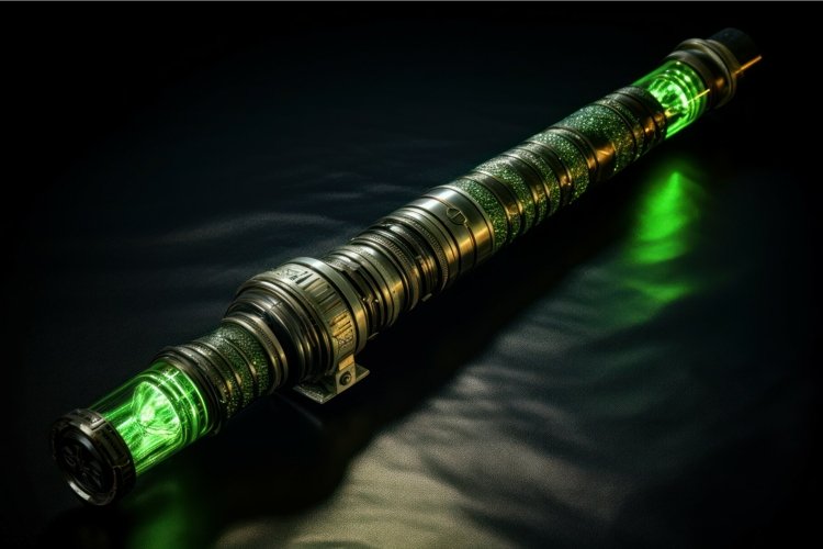 Green neon lightsaber. Generate ai
