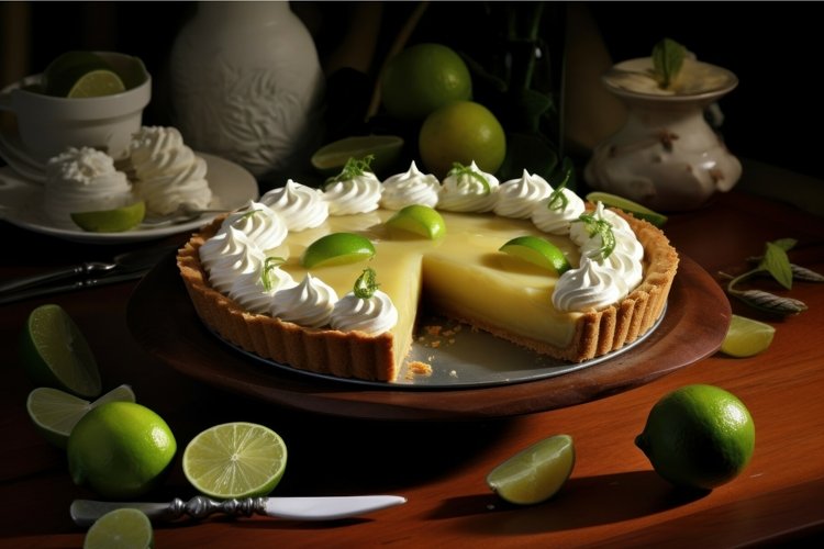 Lime pie slice dessert. Generate Ai