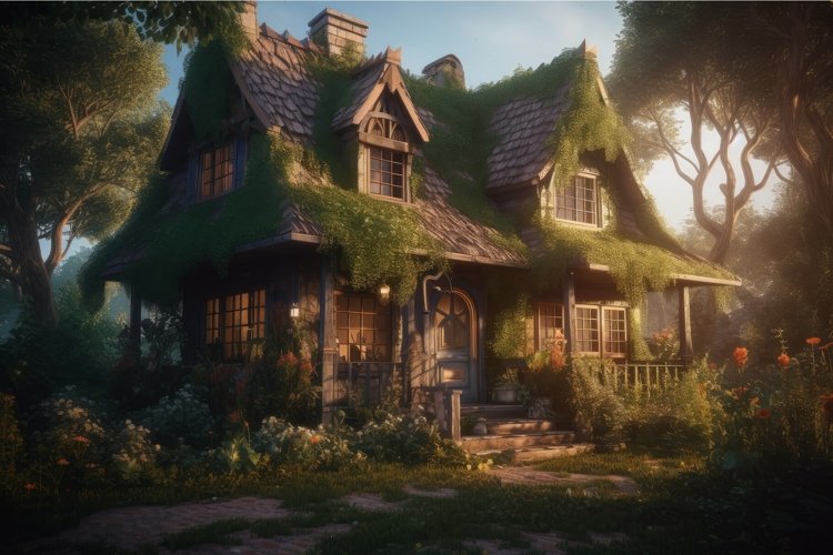Forest little cottage. Generate Ai (3464092)