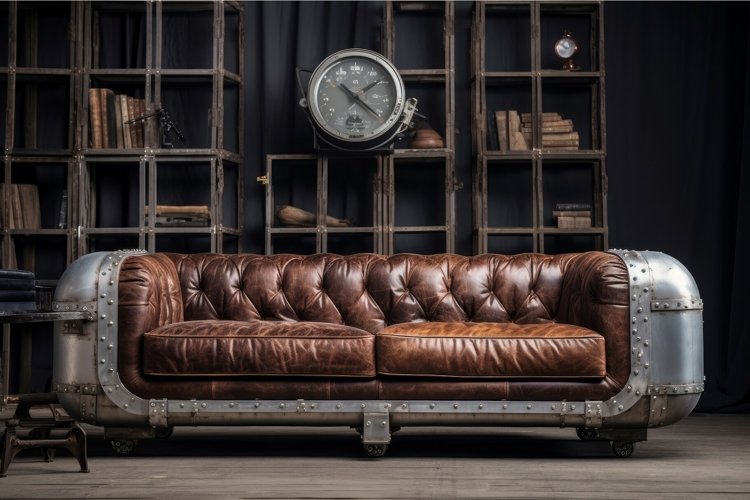 Rugged Living room industrial style. Generate Ai