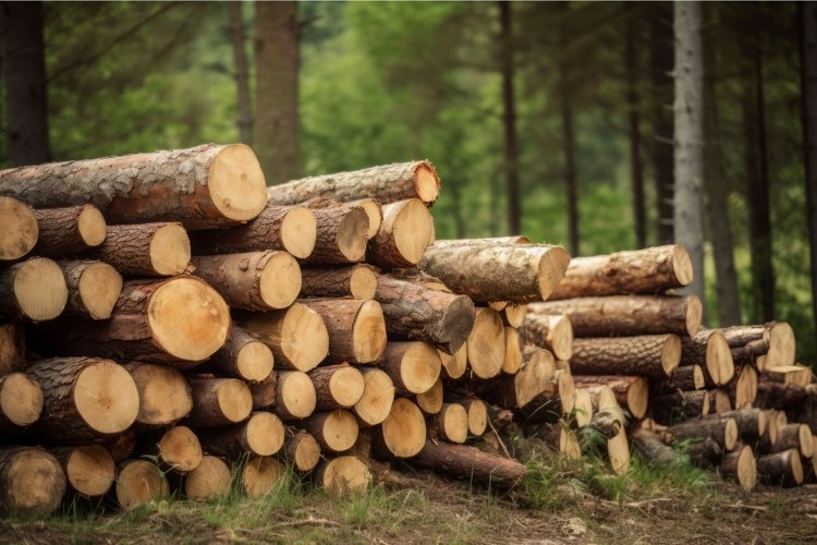 Logs stack forest. Generate Ai