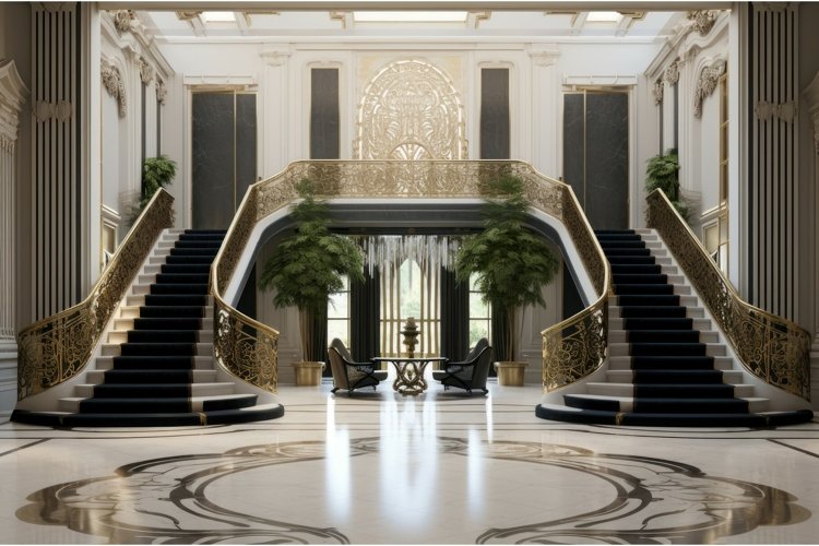 Sophisticated Luxury entrance art hall. Generate Ai