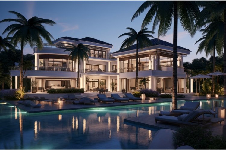 Opulent Luxury exterior villa. Generate Ai