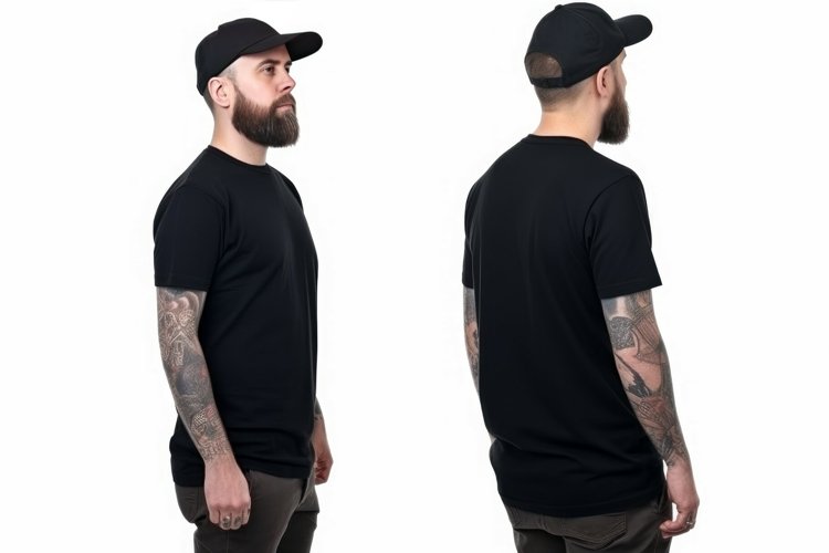 Man black tshirt model. Generate Ai