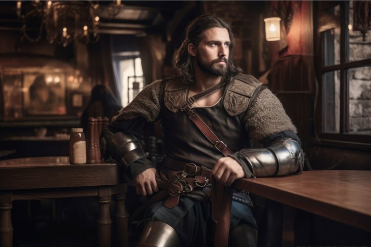Man muscular medieval photo shot. Generate Ai (3643087)