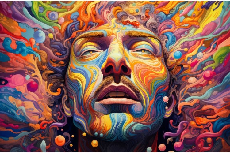 Visual Man colorful psychedelic colorful. Generate Ai