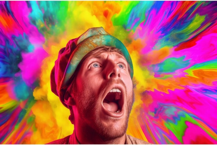 Man colorful psychedelic colorful. Generate Ai (3636816)