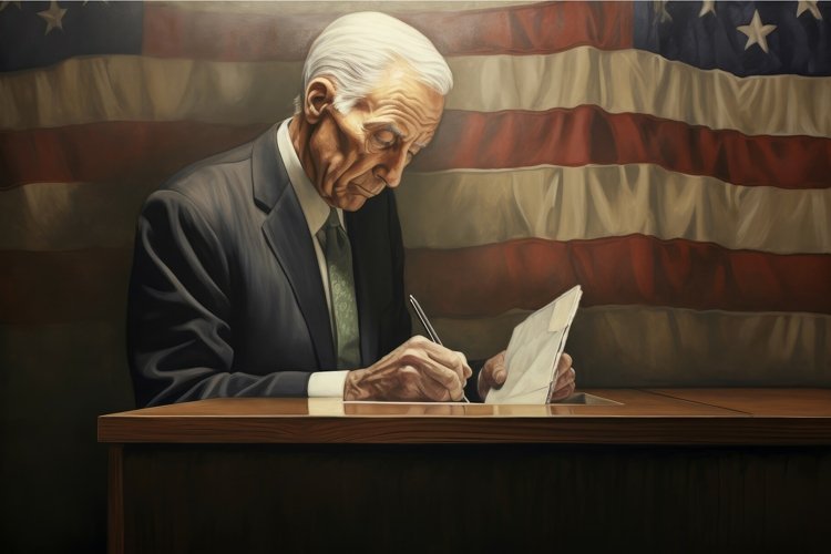 Civic-minded Man putting vote. Generate Ai