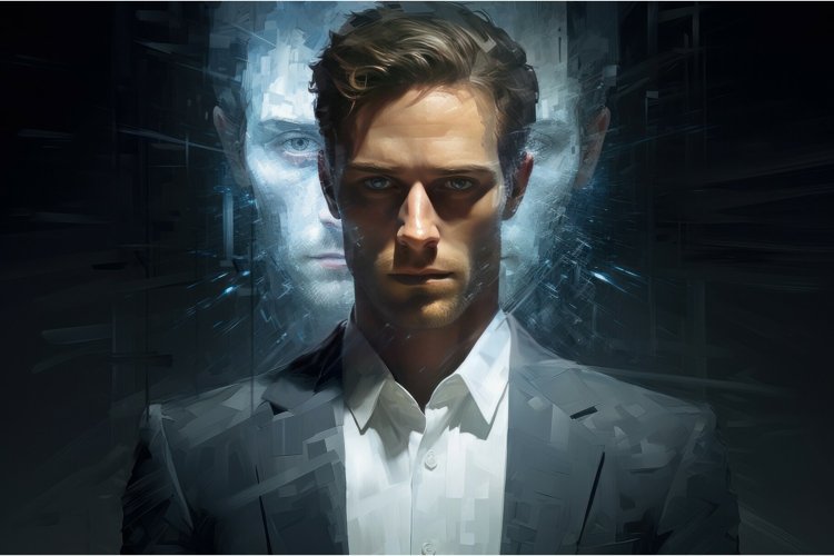 Innovative Man virtual personality vr. Generate Ai
