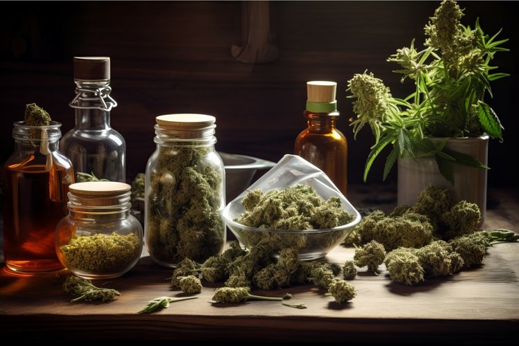 Sticky Marijuana pods drying. Generate Ai