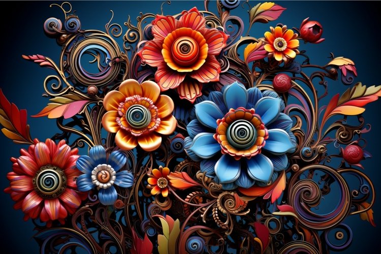 Kinetic Mechanical flowers. Generate Ai