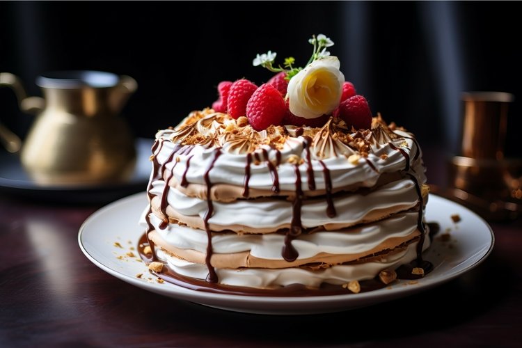 Airy Meringue cake. Generate Ai