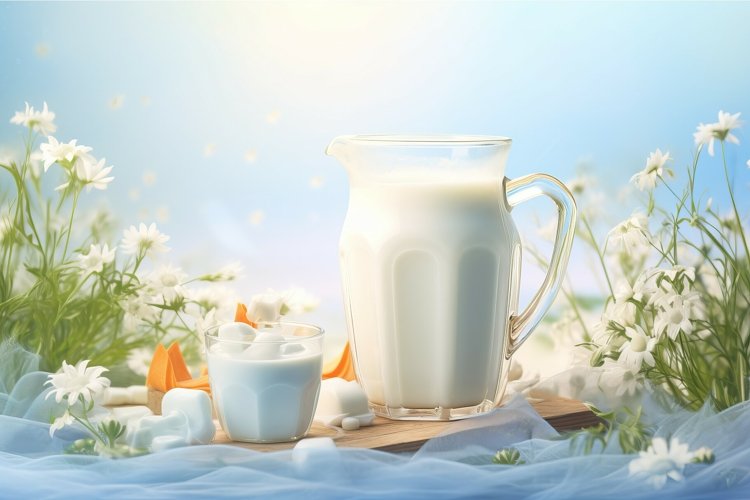 Ceramic Milk day background. Generate Ai