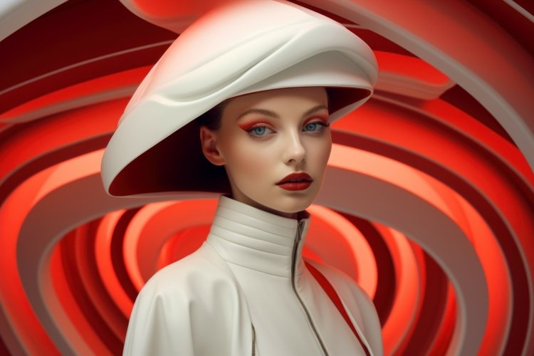 Innovative Woman model futurism colorful style. Generate Ai