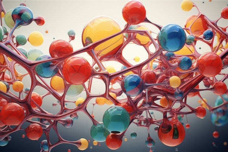 Futuristic Molecules colorful digital. Generate Ai