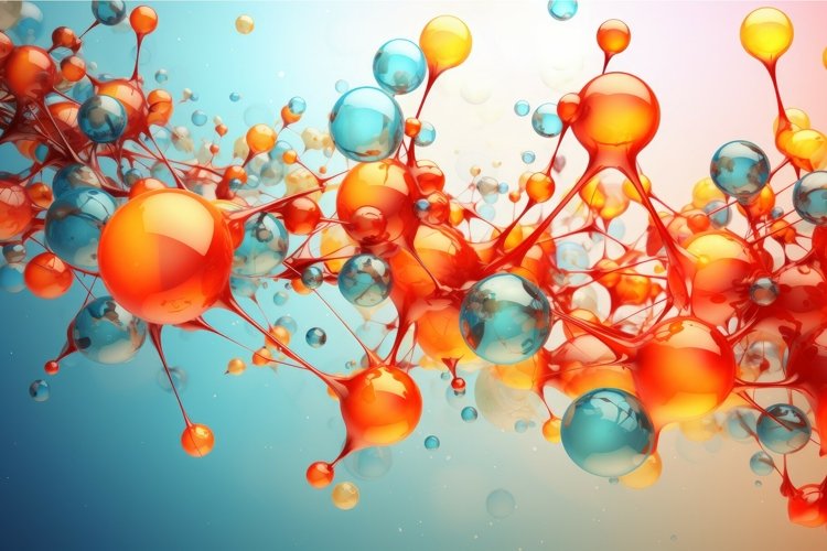 Abstract Molecules colorful digital. Generate Ai