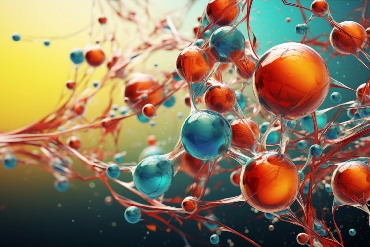 Complex Molecules colorful digital. Generate Ai