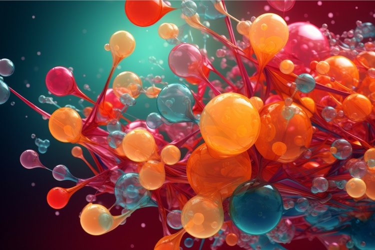 Dynamic Molecules colorful digital. Generate Ai