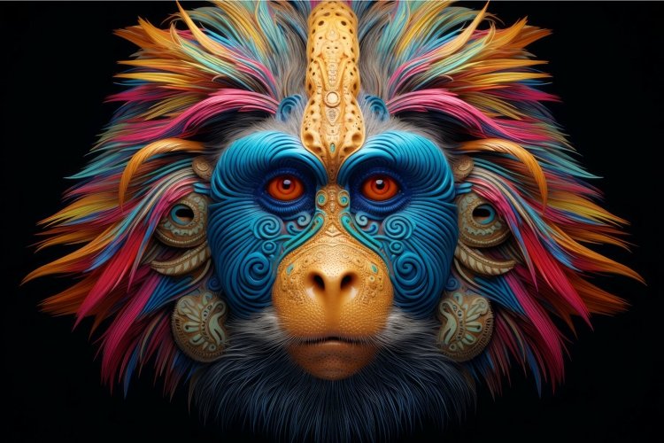 Vibrant Monkey head color. Generate Ai