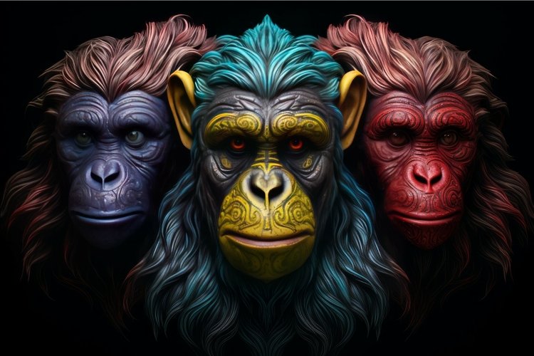 Stylish Monkey head color. Generate Ai
