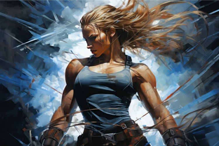 Assertive Strong muscular woman. Generate Ai