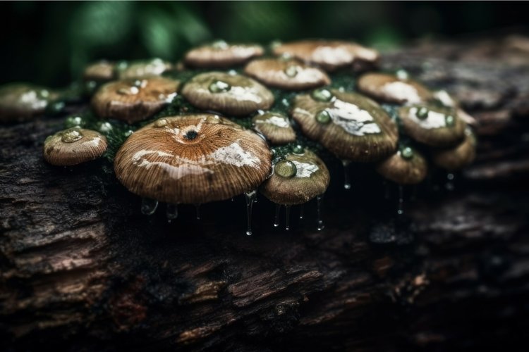 Mushroom rain log. Generate Ai (3600049)