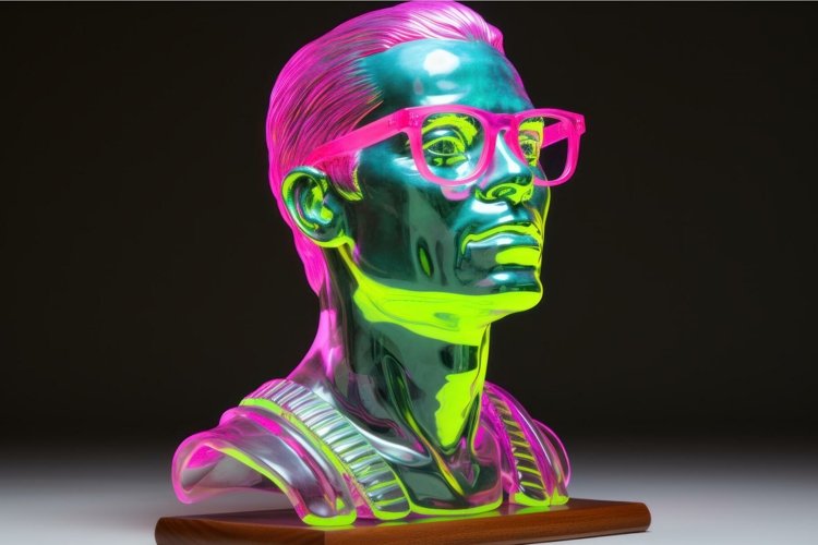Ancient male bust with neon glasses. Generate ai (3843086)