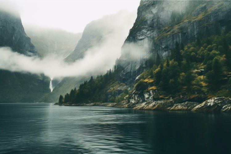 Expansive Norwegian fjord. Generate Ai