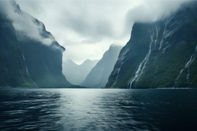 Majestic Norwegian fjord. Generate Ai