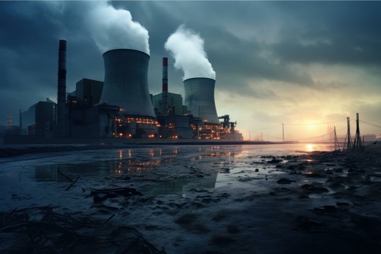 Efficient Nuclear power plant industry. Generate Ai