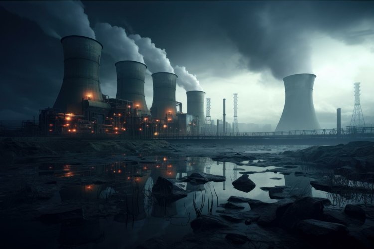 High-tech Nuclear power plant industry. Generate Ai