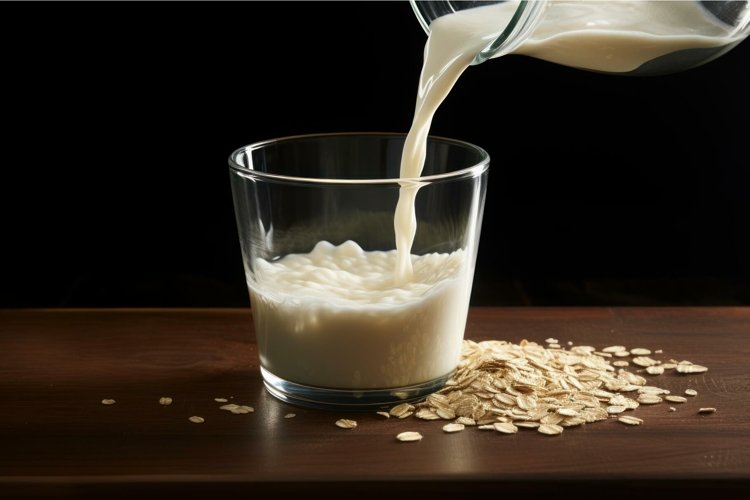 Wholesome Oats glass milk. Generate ai
