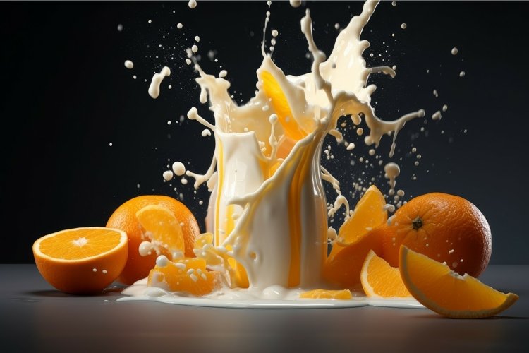 Orange milk splash. Generate Ai