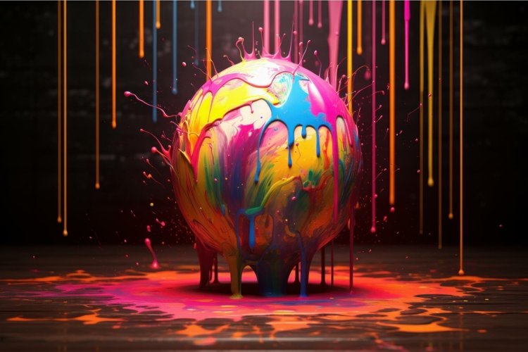 Vibrant Paint glob 3d art. Generate Ai
