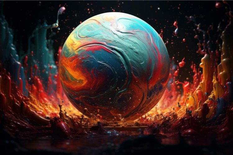 Textured Paint glob 3d art. Generate Ai