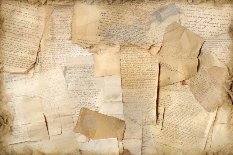 Paper collage documents background. Generate Ai