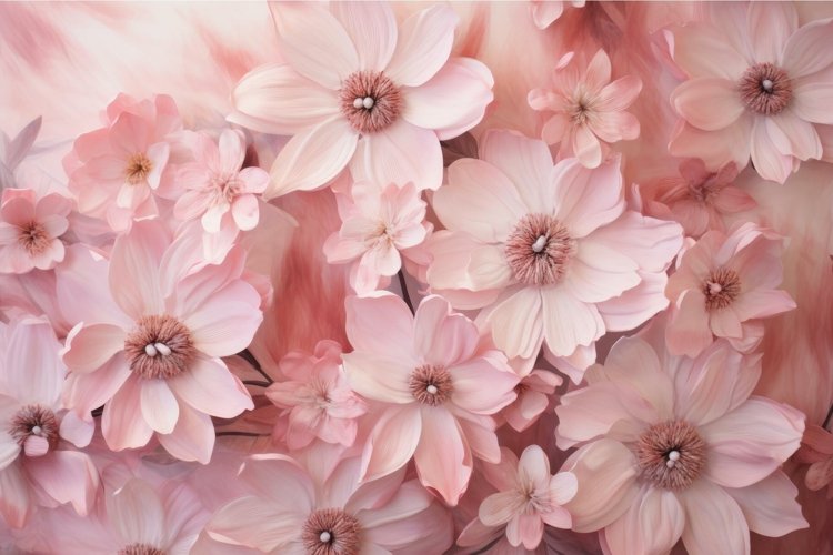 Feminine Pastel pink flowers in silk textile. Generate Ai