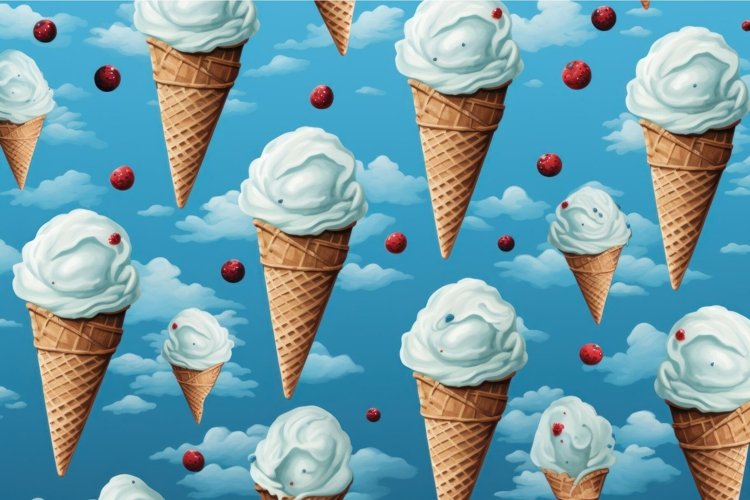 Delicious Pattern blue ice cream snack. Generate Ai