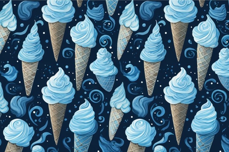 Enticing Pattern blue ice cream snack. Generate Ai