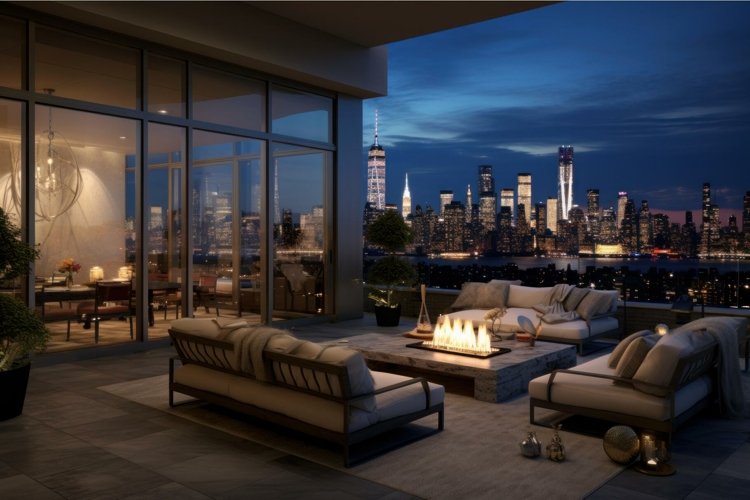 Private Penthouse terrace. Generate Ai