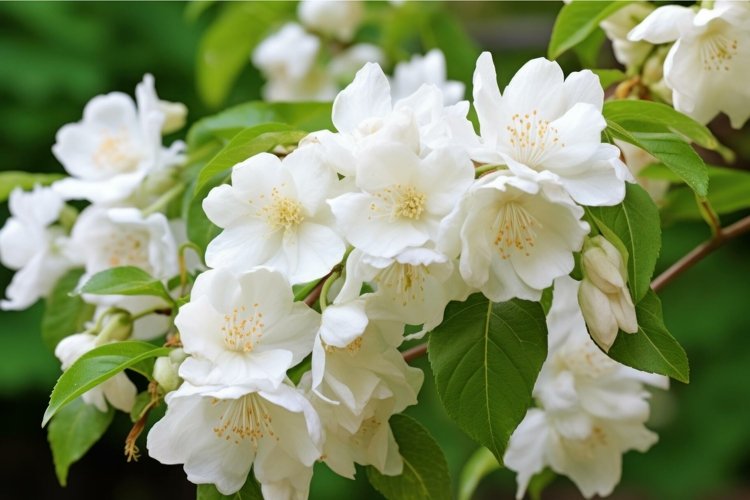 Vibrant Philadelphia jasmine flowers. Generate ai