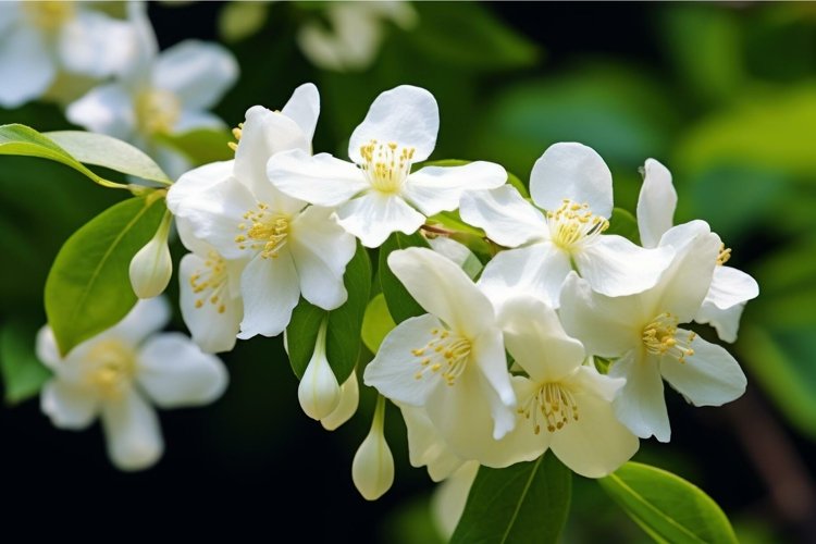 Exotic Philadelphia jasmine flowers. Generate ai