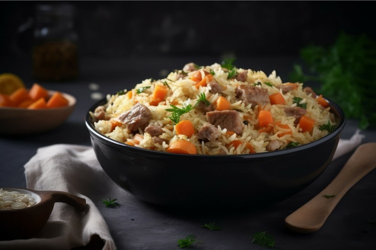 Pilaf meat bowl asian. Generate Ai (3518284)