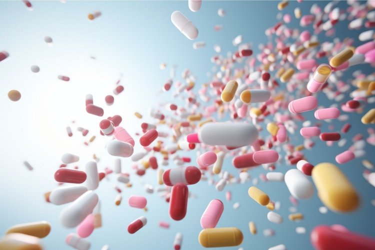 Medicinal Pills falling. Generate Ai