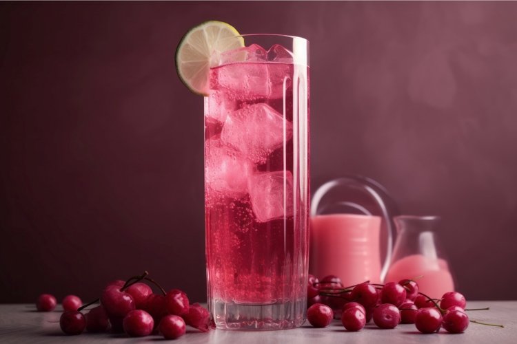 Fresh pink berry refreshing beverage. Generate ai