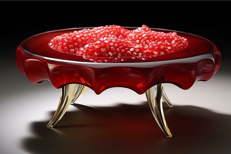 Luxurious red caviar dish on elegant golden stand
