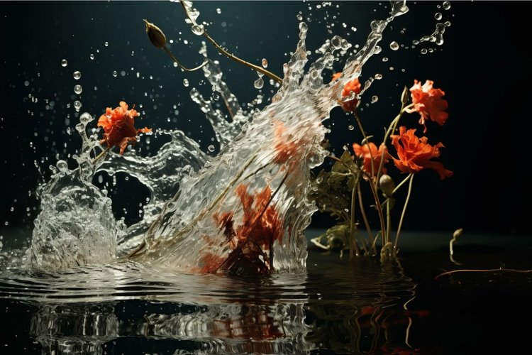 Tranquil Pond calm water splash. Generate Ai